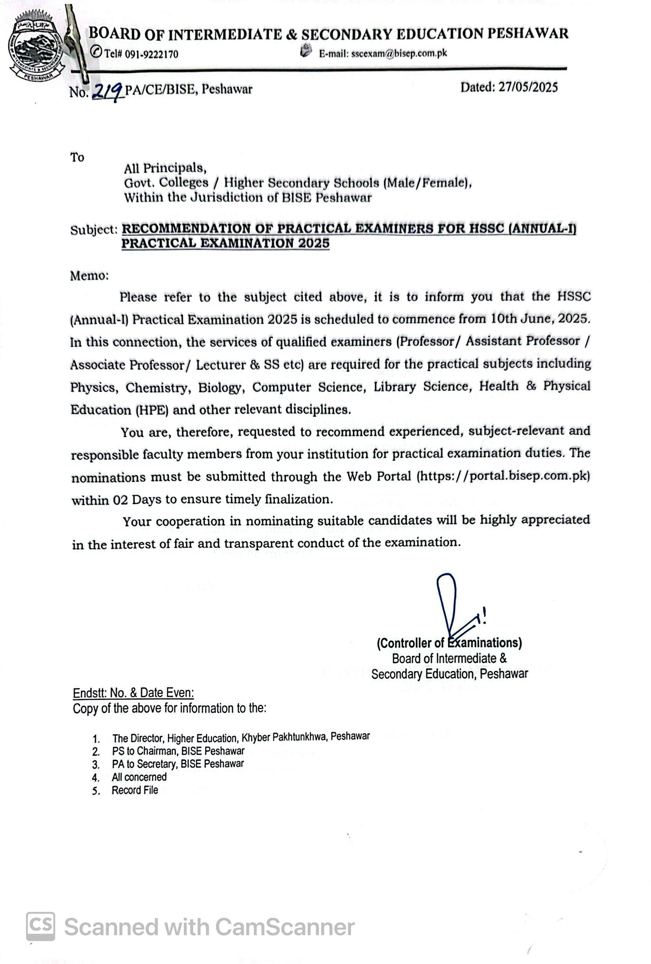 Board of Intermediate & Secondary Education Peshawar :: BISEP